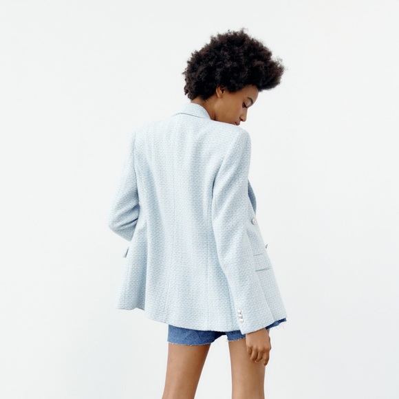 Zara | Jackets & Coats | Zara Textured Double Breasted Blazer | Poshmark
